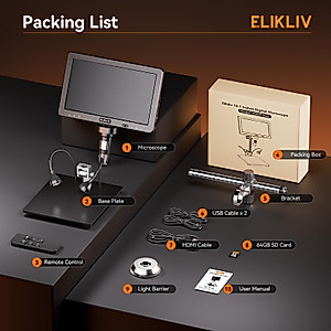 Elikliv EDM9 Max Digital Microscope: 10.1" 1500X 20MP HD IPS HDMI Coin Microscope Magnifier for Error Coins with Screen & Light, LCD Soldering Microscopes for Adults, PC/TV View, 64GB