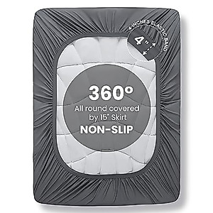 Sonive Queen Quilted Mattress Pad Extra Thick Soft Mattress Cover Ultra Fluffy Down Alternative Fill Streches up to 21 Inches Deep Pocket, Grey