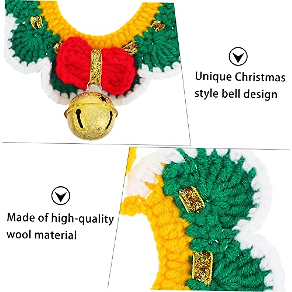 HONMEET 1pc Pet Woven Collar Ornament Ties Puppy Outfits Knitting Ornament Cat Knitted Scarf Cat Bandana Dogs Bell Bandanas Knitted Collar for Dog Cat Scarf Collar Pet Costume Accessory