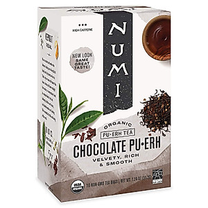 Numi Organic Tea Chocolate Puerh, 16 Count Box of Tea Bags (Pack of 3)Â
