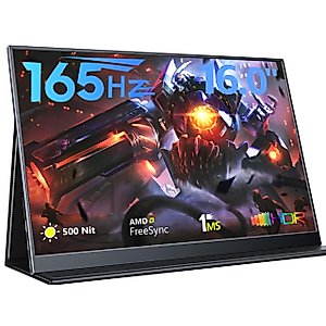 MAGICRAVEN 165Hz Portable Gaming Monitor, 16" 1920x1200 500 Nits Laptop Monitor, Second Computer Display with Speakers, Dual Screen Travel Monitor for PC Phone PS5/4 Xbox Switch