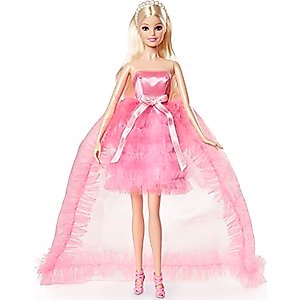 Barbie Birthday Wishes Doll with Blonde Hair and Pink Satin and Tulle Dress, Special Occasion Gifts and Collectibles
