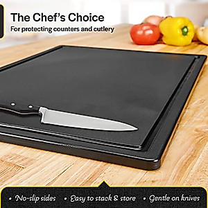 Thirteen Chefs Extra Large Cutting Board - 18 x 12 x 0.5" Plastic Cutting Boards with Juice Groove for Kitchen, BBQ Pit, Backyard Grill, Huge Dinner Parties - Dishwasher Safe Chopping Board, White
