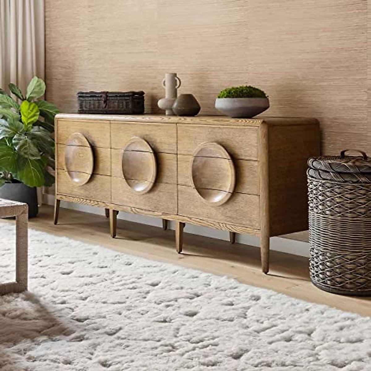 The Basket Lady Covered Wicker Storage Basket, Large, 20 in L x 14 in W x 8 in H, Sandstone