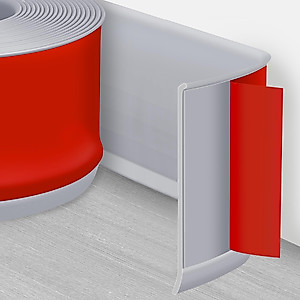 ToLanbbt 26.3 FT Baseboard Trim Molding Wall Base Cove Flexible Vinyl Self-Adhesive Base Trim, 4 in Peel and Stick Avoid Dust Rubber Baseboard Trim for Bedroom Garage Office School Cover Walls, Gray