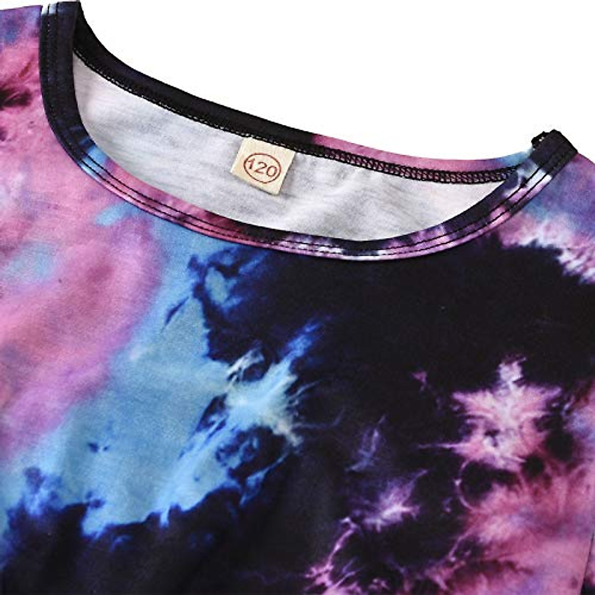 Little Girls Summer Clothes Tie-Dye Print Round Collar Short Sleeve Pullover Top+Elastic Waist Shorts 2Pcs Set Outfits (Purple, 8-9 Years)