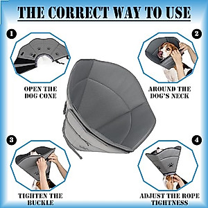 Superior Strong Oxford Cotton Lining Adjustable Buckle Pet Friendly Waterproof Secure Fit Soft & Protective Dog Cone Collar for Grooming, After Surgery Recovery, Rashes Protection (Extra Large), Gray