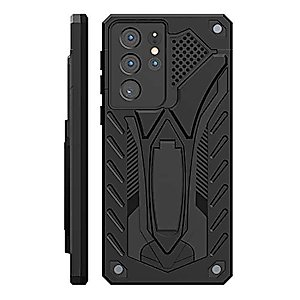 Kitoo Designed for Samsung Galaxy S21 Ultra Case with Kickstand 5G, Military Grade 12ft. Drop Tested - Black