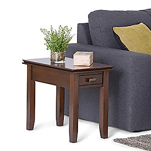 SIMPLIHOME Artisan SOLID WOOD 14 inch wide Rectangle Narrow End Side Table in Russet Brown with Storage, 1 Drawer, for the Living Room and Bedroom