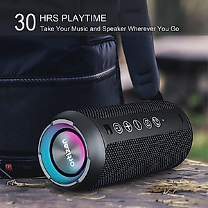 Ortizan Portable Bluetooth Speaker, IPX7 Waterproof Wireless Speaker with 24W Loud Stereo Sound, Outdoor Speakers with Bluetooth 5.0, 30H Playtime, 66ft Bluetooth Range, Dual Pairing for Home, Party