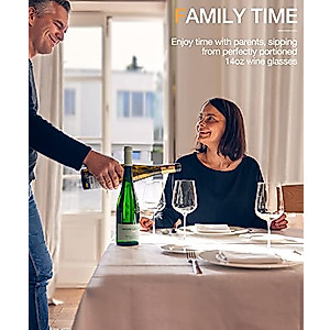 LUNA & MANTHA White Wine Glasses Set of 4, Crystal Wine Glasses 14oz Hand Blown- Modern Wine Glasses with Stem, Perfect for Red & White- Gift Packaging for Daily Use, Wedding Anniversary or Birthday