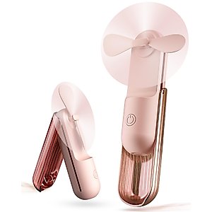 Cutnut Portable Handheld Fan, 3-Speed Foldable Mini Pocket Fan, USB-C 2000mAH Rechargeable Small Quiet Hand Fan, Personal Lash Fan for Travel, Outdoor, Home, Ideal Gifts for Women, Pink