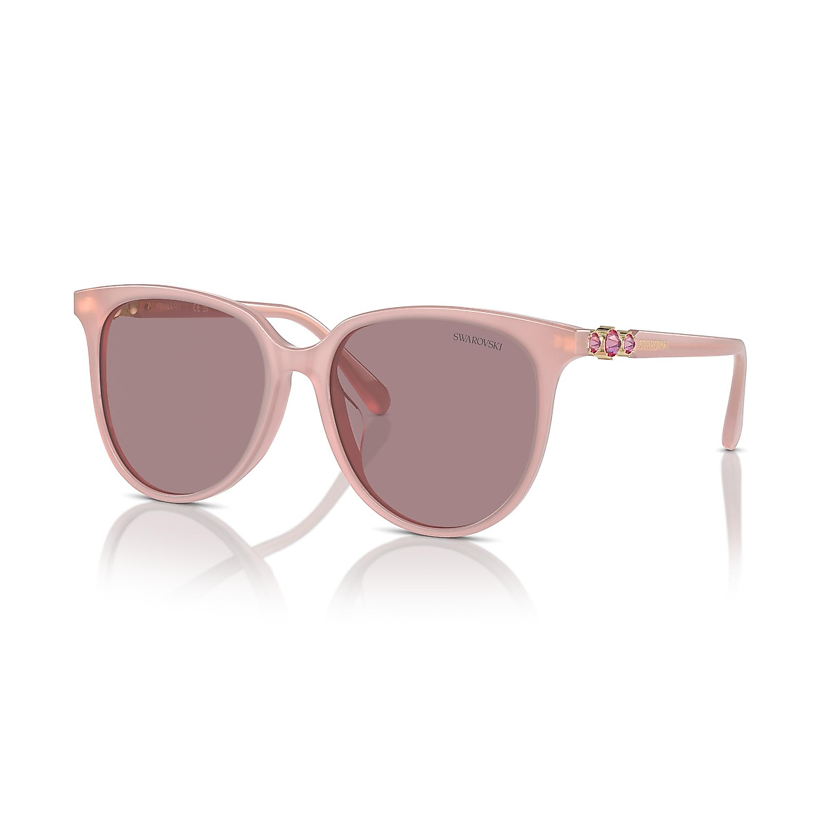 SWAROVSKI SK6023D Sunglasses, Milky Pink/Light Purple Brown, 56 mm