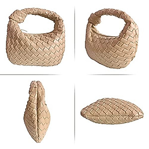 BOYIDAI Woven Bag Women Leather Tote Bag Lady Crossbody Hobo PU Handbag (Color : Khaki)