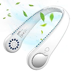 Bladeless Neck Fan with 360° Airflow, Portable Hands-Free Small USB Fan - Rechargeable Battery Operated Personal Mini Cooling Fan, Perfect for Kids, Office, Travel, Sports, Household, Outdoor (White)