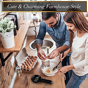 [Set of 2] Farmhouse Spoon Rests for Kitchen Counter by Brighter Barns - Black White Ceramic Spoon Rest for Stove Top - Stove Spoon Holder for Countertop - Coffee Spoon Rest - Farmhouse Kitchen Decor