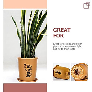 ERINGOGO Indoor Hanging Planters 2 Pack Orchid Pots with Saucer, 6 Inches Decorative Flower Pot with Drainage Holes, Plastic Bonsai Succulent Planter for Indoor Outdoor Plants Hanging Flower Pot