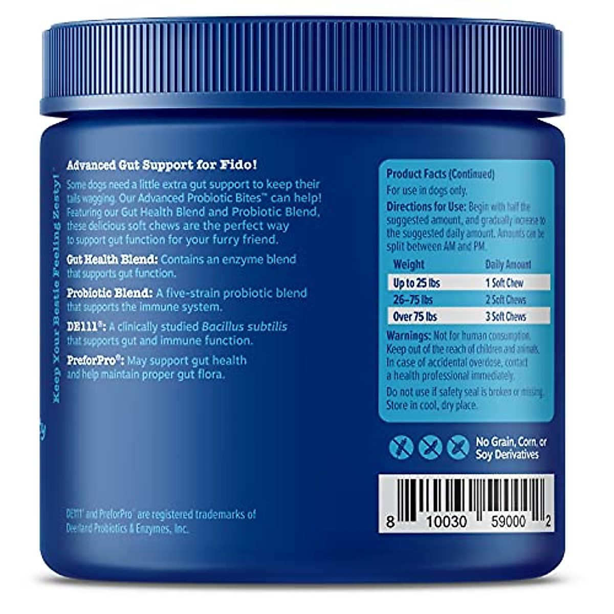 Zesty Paws Probiotics for Dogs - Digestive Enzymes for Gut Flora, Digestive Health, Diarrhea & Bowel Support - Clinically Studied DE111 - Dog Supplement Soft Chew for Pet Immune System - Advanced