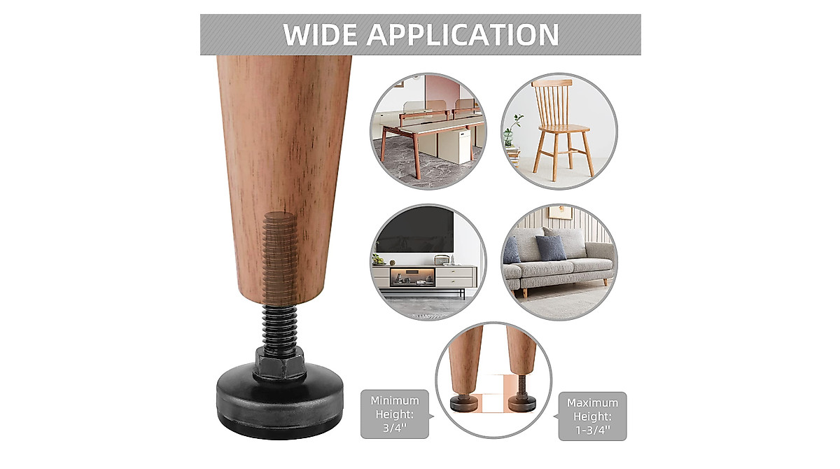Heavy Duty Adjustable Furniture Levelers - 12 Pcs