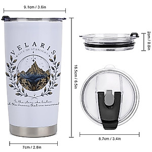 Velaris City Of Starlight Tumbler Acotar The Night Court Bookish 20 Oz Stainless Steel Insulated Tumblers with Lid And Straw Bookish Acotar Travel Coffee Mug Gifts