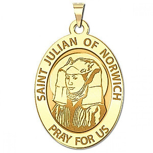 PicturesOnGold.com Saint Julian of Norwich Religious Medal - 3/4 Inch X 1 Inch - Sterling Silver