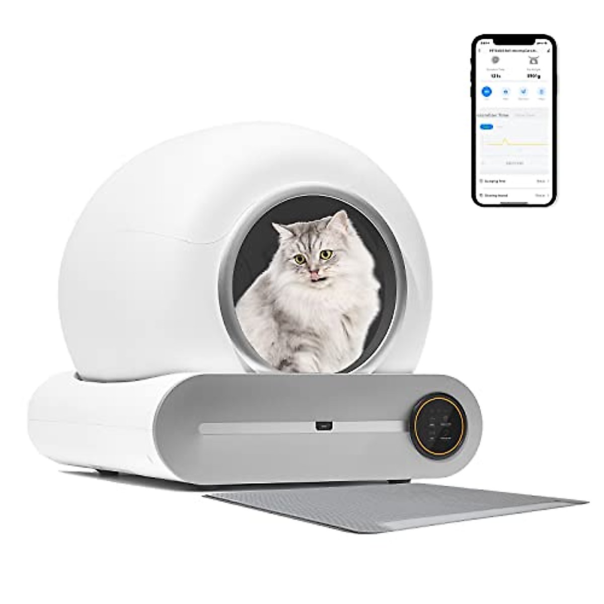 HEXANT Automatic Cat Litter Box, 65+15L Extra Large No Scooping Self-Clean Cat Litter Box Robot with Sensors Safety Protection/Deodorisation/APP Control/Large Capcity for Multiple Cats, from 2 to 17LB