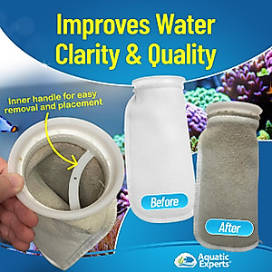 Aquatic Experts 7 Inch Filter Sock - 100 Micron Felt Filter Sock, Filter Socks for Saltwater Aquarium, Fish Tank Sump Filter Sock, Freshwater Aquarium Socks, Reef Filter Sock, (7"x12", 4 Pack)