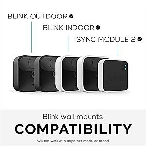 BRAINWAVZ Adhesive Blink Outdoor & Indoor Wall Mount, 3+1 Pack with Sync Module Camera Holder, No Hassle Installation, No Screws, Easy to Install, No Mess Bracket Stand, (White)