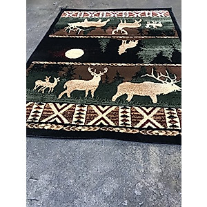 Carpet King Cabin Style Area Rug Country Lodge Elk Deer Wildlife Design 382 (7 Feet 7 Inch X 10 Feet 6 Inch)