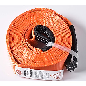 HiGear 2" X 30', 6.5 Ton 2 Inch X 30 Ft. Polyester Tow Strap Rope 2 Loops 14,000lb Towing Recovery 2x30 by Alfa Wheels (Orange, 2in 30ft 2x30)