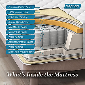 Sleptight King Mattress, 12 Inches Pillow Top Hybrid Mattress in a Bag, Memory Foam Pocket Spring Mattress for Medium Firm Support Mattress