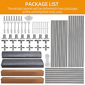 12'x20'Heavy Duty Carport Canopy Portable Garage 4 Roll-up Doors & 4 Windows All-Season Tarp for Car Truck Boat Storage, Gray