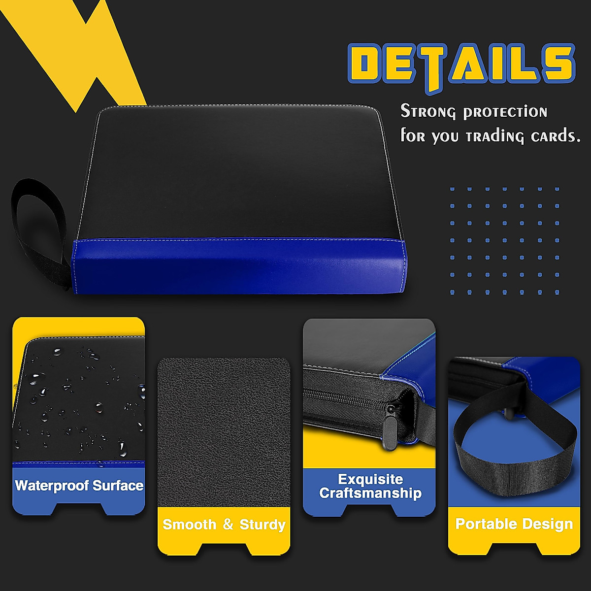 CLOVERCAT 9 Pocket Waterproof Trading Card Binder, Trading Album Display Holder, Expandable, 720 Double Sided Pocket Album, Compatible with Gaming Cards, Yugioh, MTG and Other TCG