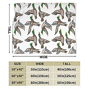 Sketch Mallard Duck Throw Blanket 60"X50" Ultra Soft Micro Fleece Flannel Blankets Lightweight for Couch, Bed, Sofa, Travel