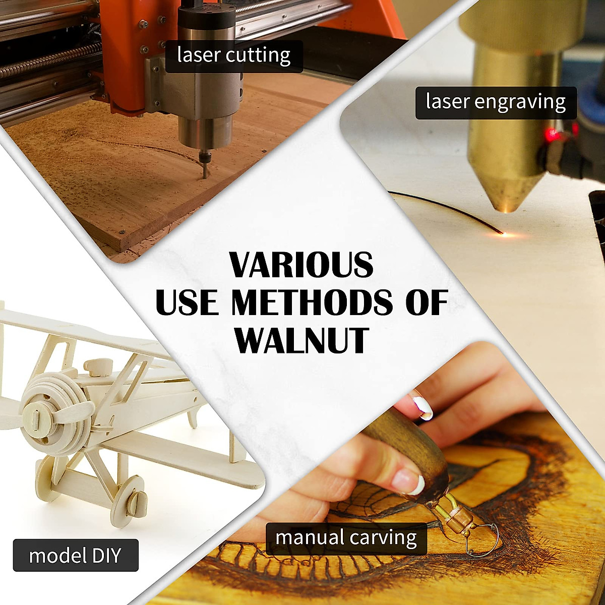 Vemkyrio 12 Pcs Walnut Unfinished Wood Craft, 3MM 1/8" x 12" x 12" Walnut Unfinished Plywood for Laser Cutting & Engraving, CNC Cutting, School DIY Projects