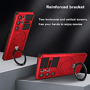 Caseruning Armor Protection Folding Magnetic Bracket Case Cover for Samsung, Caseruning Magnetic Foldable for Samsung S23/S22/S21 (Purple,for Samsung S23 Plus)