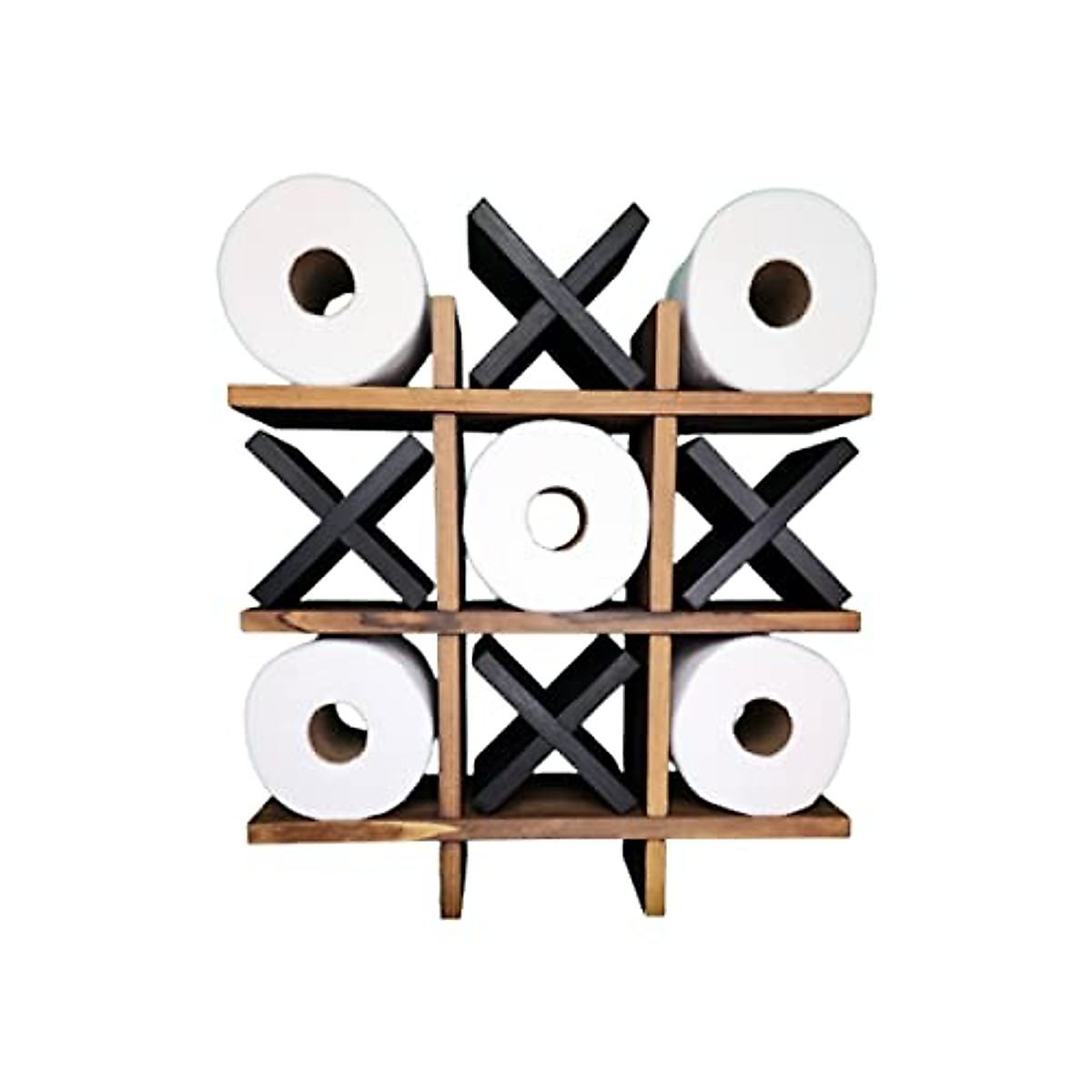 Tic Tac Toe Toilet Paper Holder (Brown with Black X's)