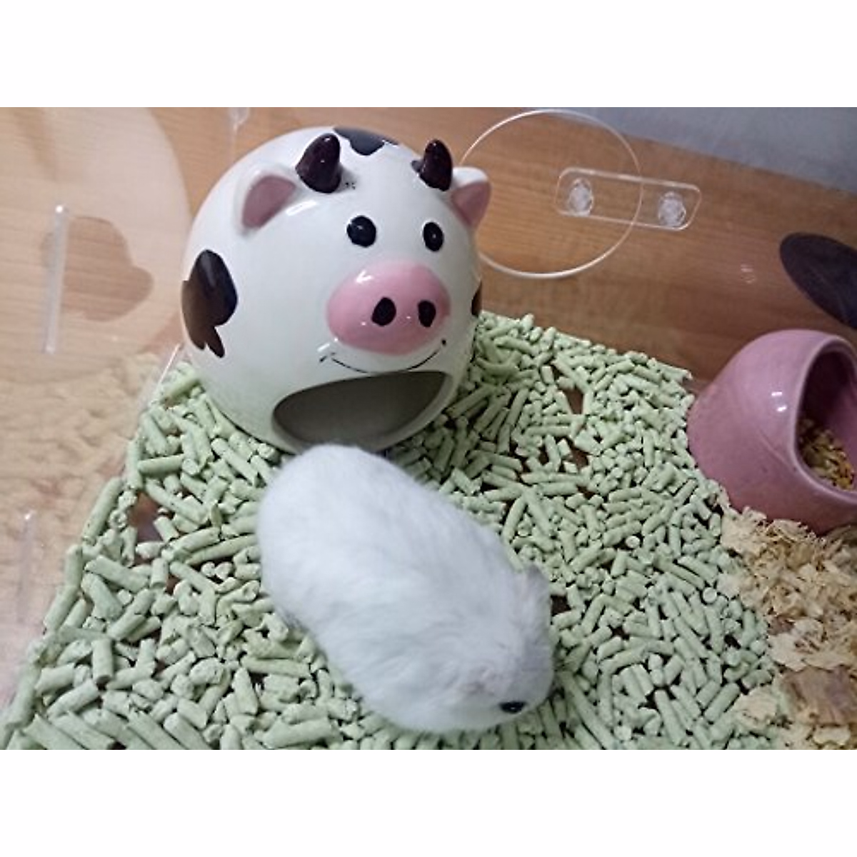 Small Animal Hideout Ceramic House Critter Bath House Cave Mini Hut Cage for Chinchilla Hamster (White)