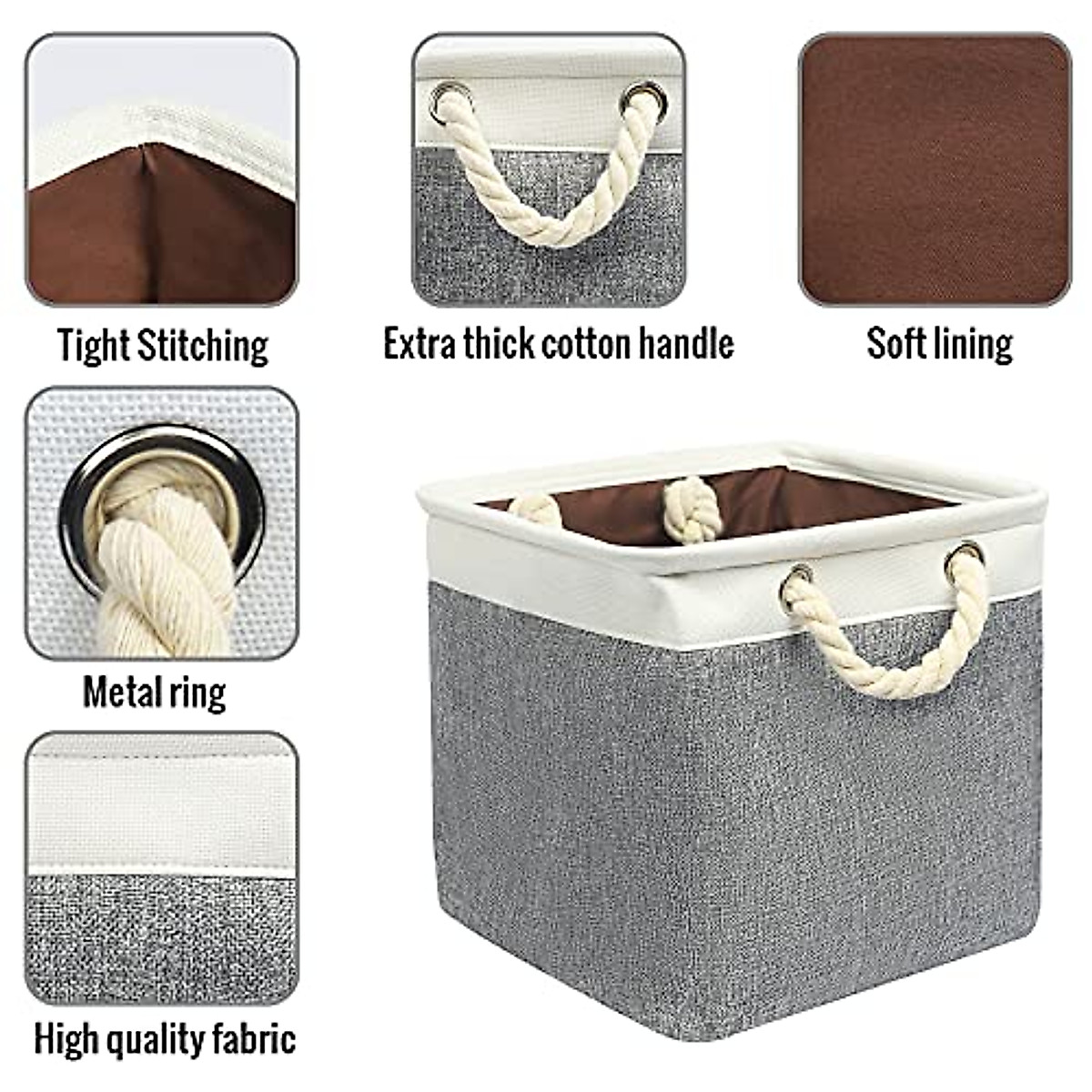 Jizfmion 12x12 inch Storage Cubes,Foldable Storage Bins 3-Pack,Decorative Fabric Organizer bin for Shelves,Clothes,Toys,Blankets,Office