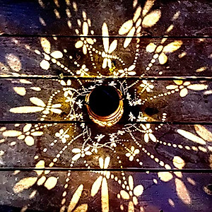 Solar Lantern Lights Outdoor Hanging, Metal Decor Lanterns-Waterproof LED Decorative Light for Garden, Patio, Yard Tree (Dragonfly)