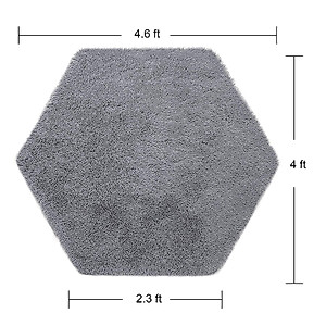 junovo Ultra Soft Rug for Nursery Children Room Baby Room Home Decor Dormitory Hexagon Carpet for Playhouse Princess Tent Kids Play Castle, Diameter 4.6 ft, Grey