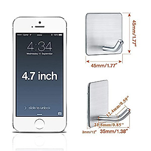 FOTYRIG Heavy Duty Adhesive Hooks Towel Hook Stick on Hooks Wall Hangers Waterproof Stainless Steel Sticky Hooks for Hanging Bathroom Kitchen Home-4 Packs