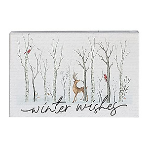 Simply Said, INC Small Talk Rectangles - "Winter Wishes" - Serene Winter Landscape on Rustic Distressed Wood - 3.5" x 5.25" Made In USA