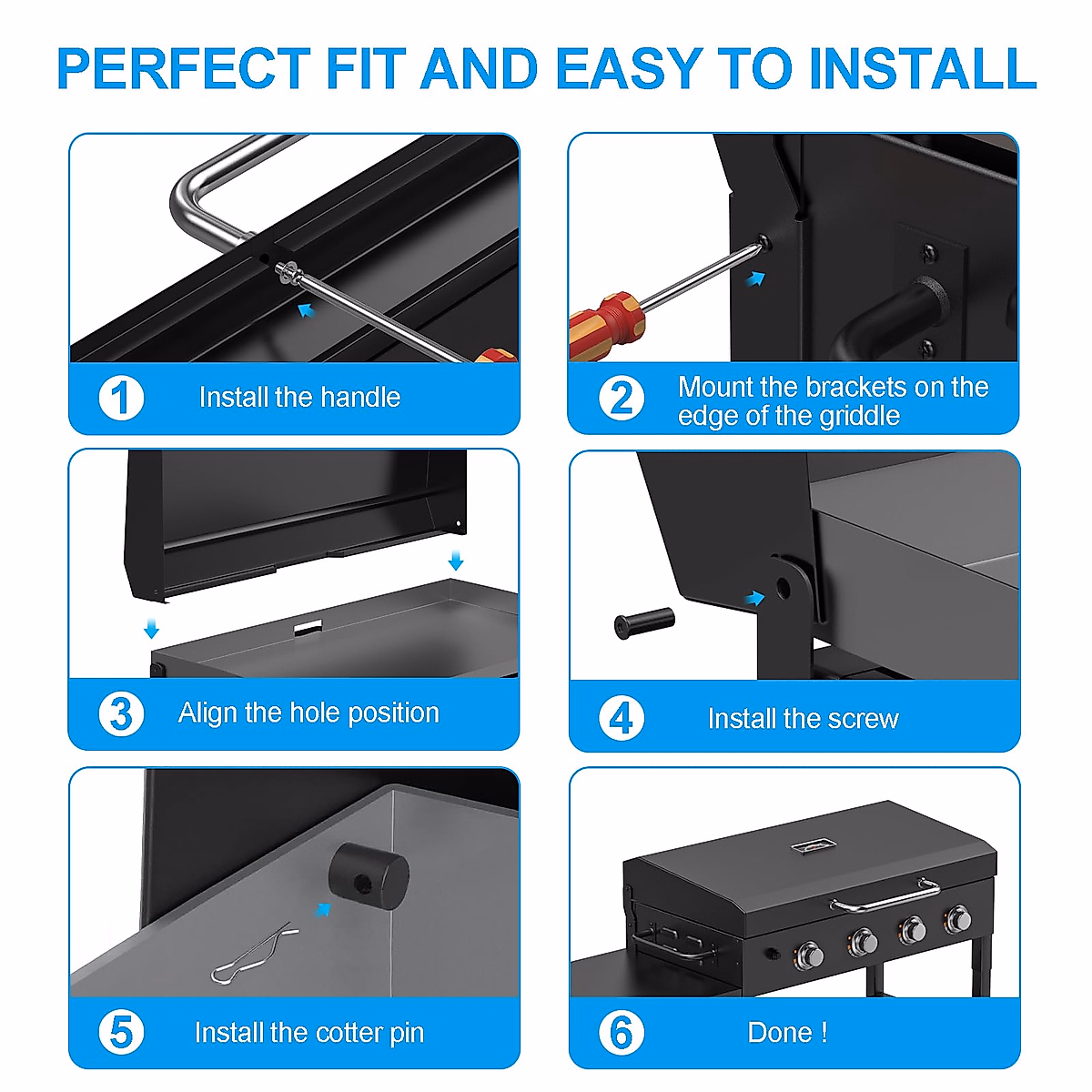 SafBbcue Griddle Hinged Lid for Blackstone 36 Inch Grill Griddle Top Accessories,36" Blackstone Griddle Hard Cover Hood with Thermometer for 36" Blackstone 1818 1825 1863 1866 Grill Griddle Lid Hinged