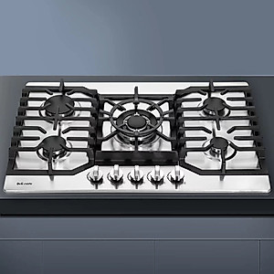 30 Inch Gas Cooktop, Stainless Steel Built-in 5 Burners Gas Stovetop LPG/NG Convertible Gas Stove Top Dual Fuel Gas Hob DM527-05