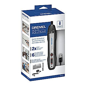 Dremel 4V Cordless Screwdriver Kit with 6 Power Settings and Smart Stop Technology, Includes 7 Screwdriver Bits, 1 Bit Extender, USB Cable and Power Adapter, HSES-01