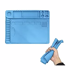 BEEYNG Lab Microscope Accessories 480x360mm Heat Insulation Working Mat with Ruler, Detachable Soldering Station for Motherboard Phone Computer Repairing