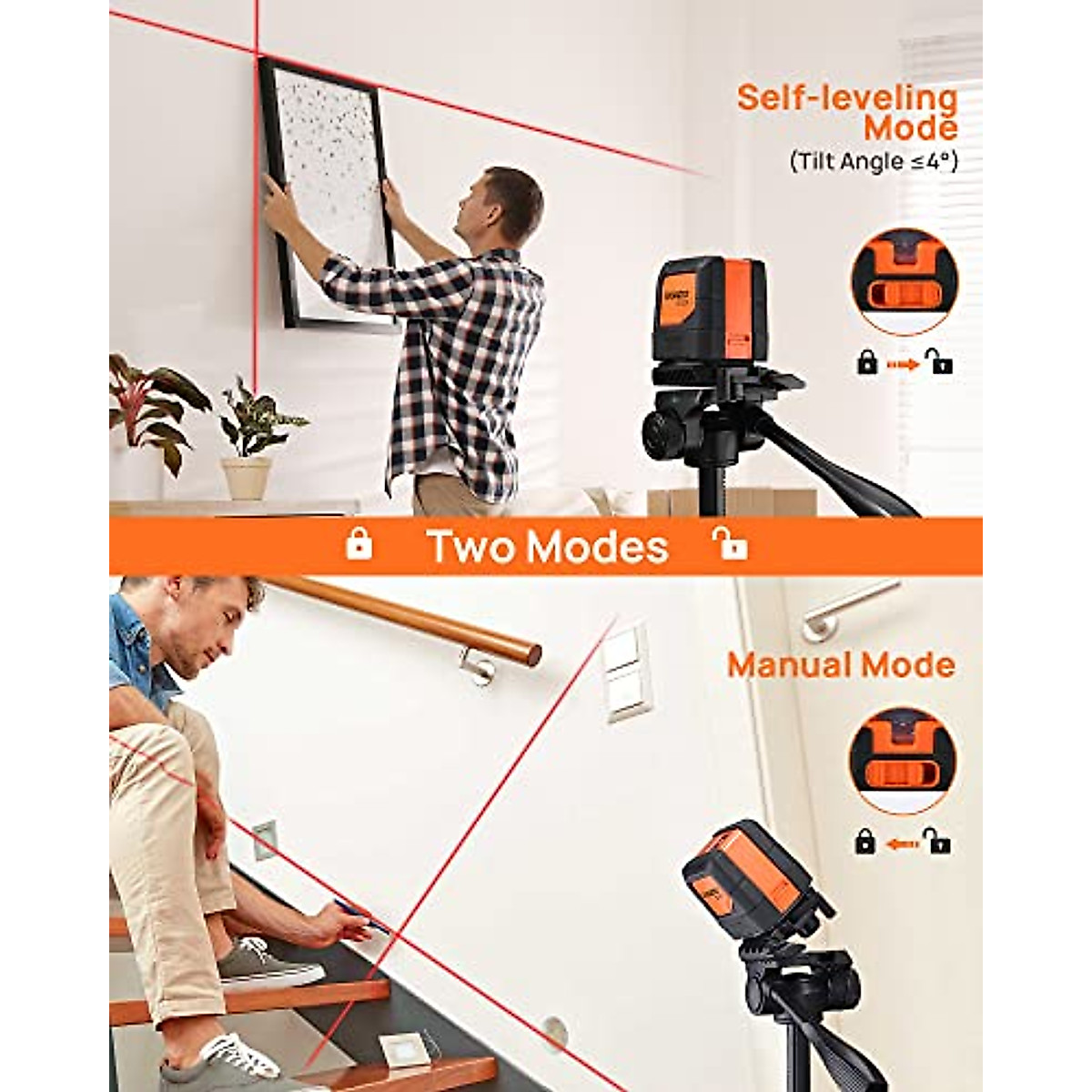 ENGiNDOT Self Leveling Laser Level 50ft, Cross Line Laser with Quick Self Leveling,360°Magnetic Mounting Plate, Zippered Pouch, Battery Included, for Tiling and Aligning