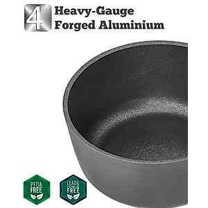 Saflon Titanium Nonstick 2 Quart Sauce Pan with Glass Lid Forged Aluminum with PFOA Free Coating