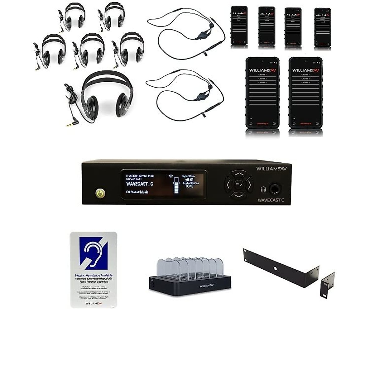 Williams AV WF SYS2C WaveCAST System with Integrated Li-Poly Battery & 6 WAV Pro Wi-Fi Receivers, Allows Users to Connect Via Bluetooth with Their Devices